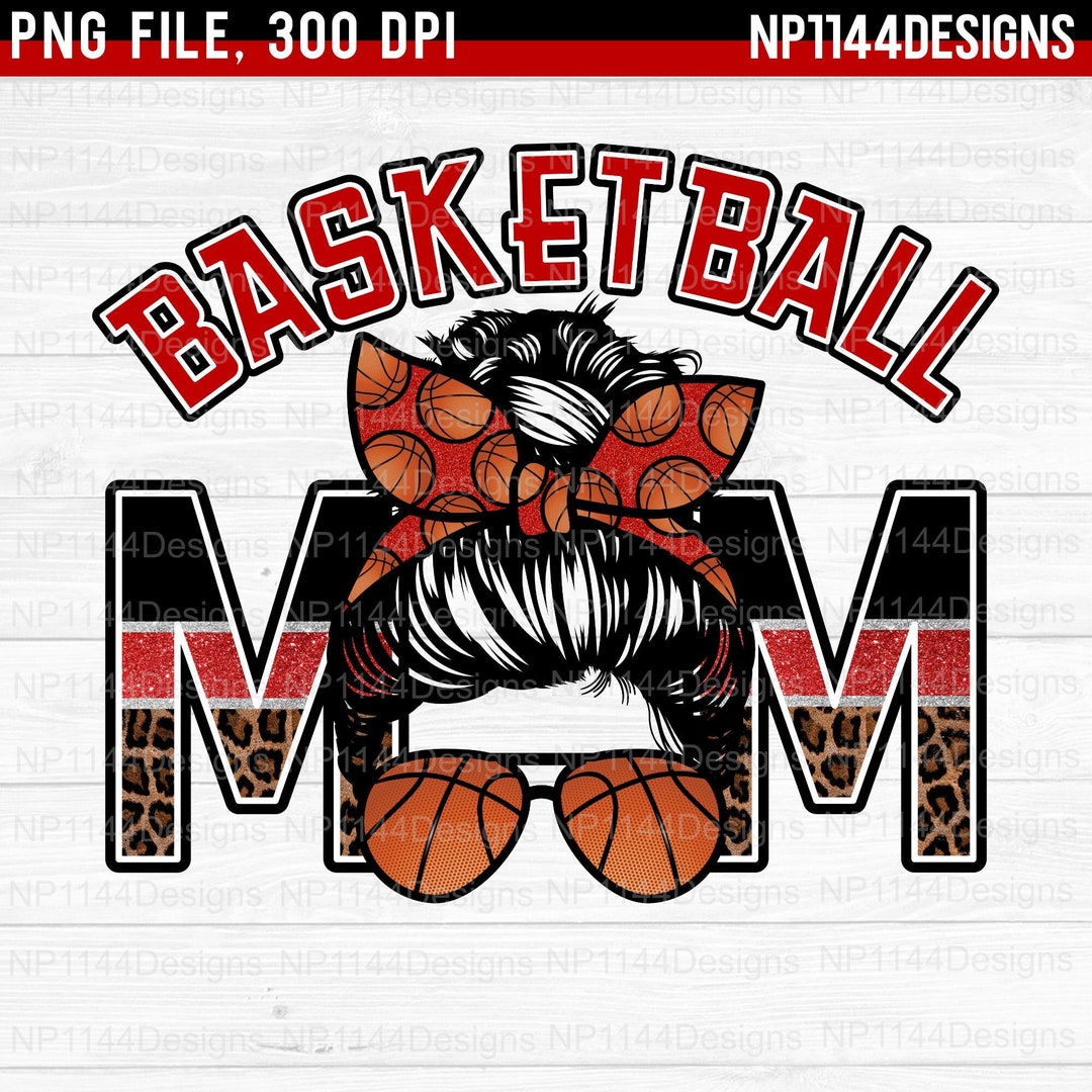 Basketball Mom PNG, Black and Red Team Spirit, Glitter Basketball ...