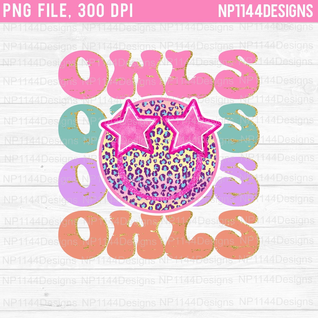 Owls Preppy Mascot PNG, Preppy Smiley Sublimation Design, Pastel Groovy ...