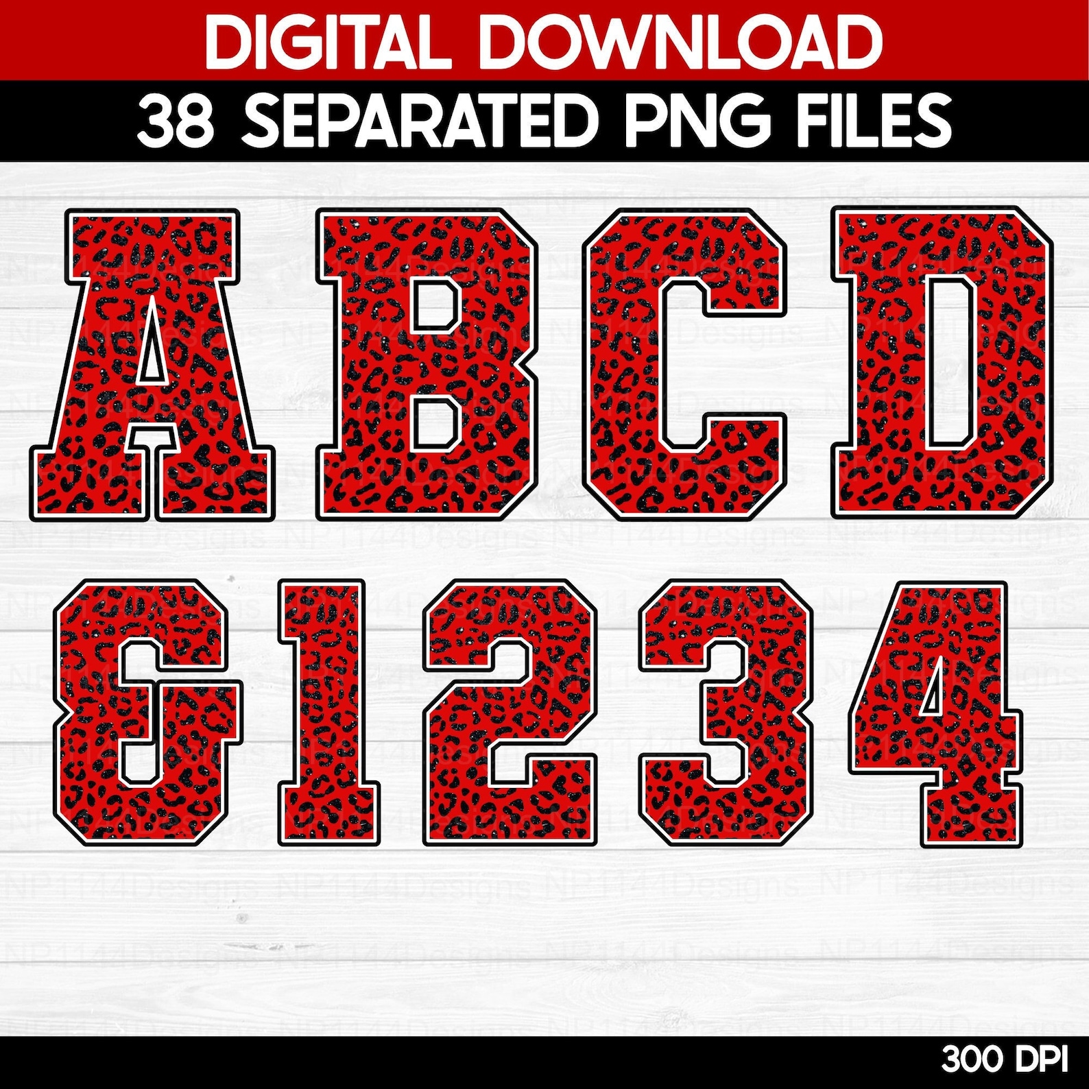 Red Glitter Cheetah Print Alphabet Bundle Sublimation PNG - Etsy