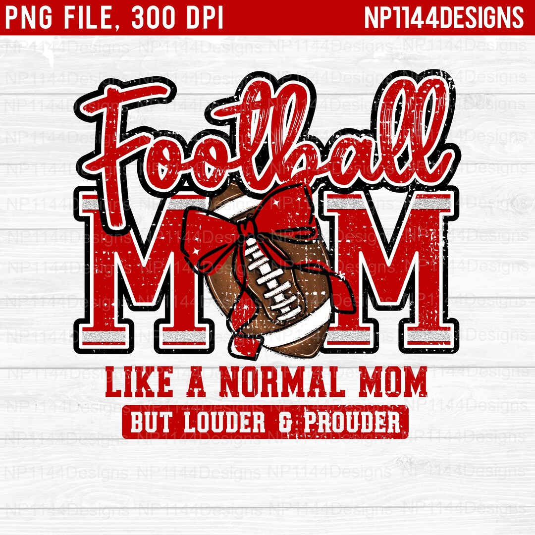 Football Mom PNG: Red Team Spirit, Distressed, Sublimation Design ...