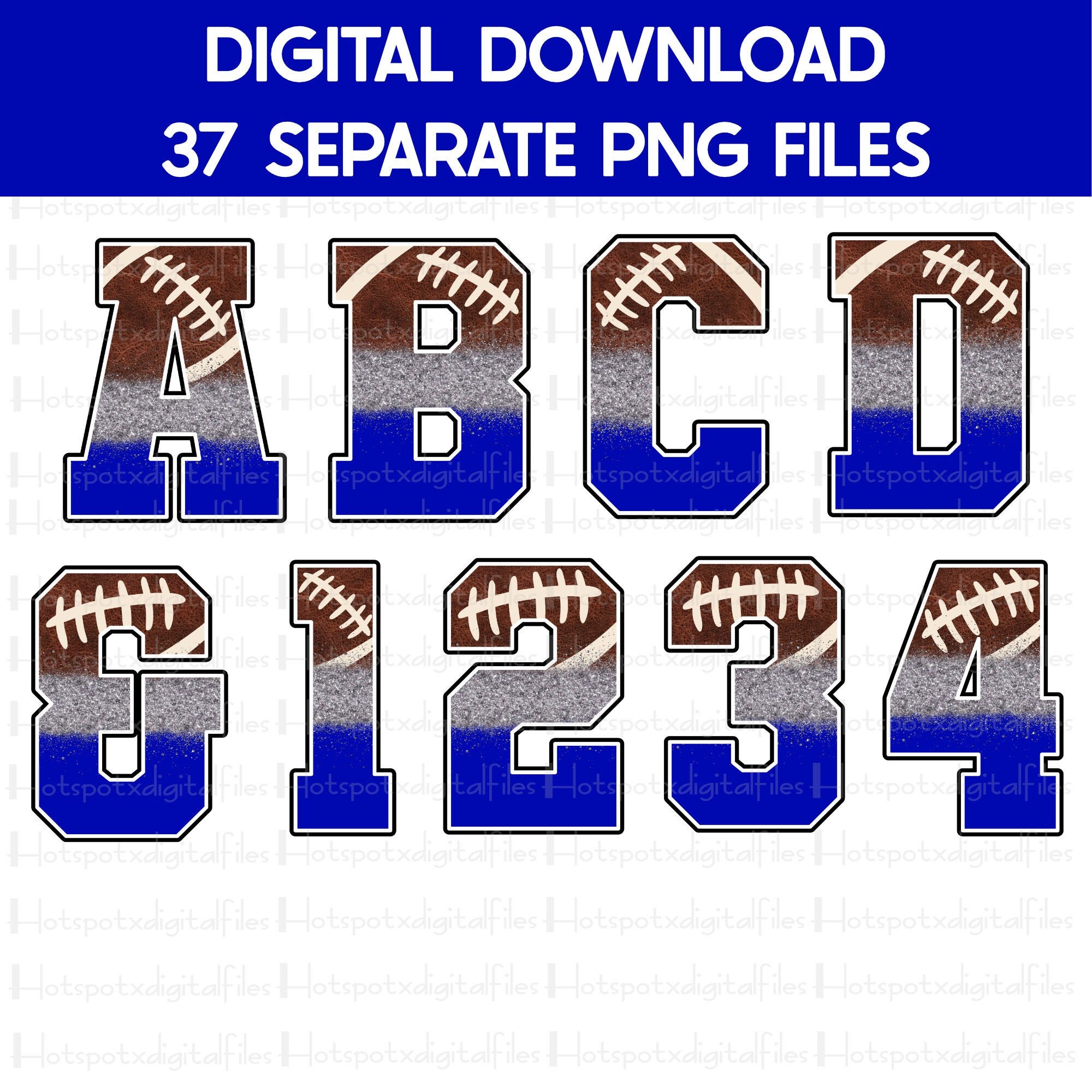Football Royal Blue Alphabet Bundle PNG NFL Football Teams | Etsy