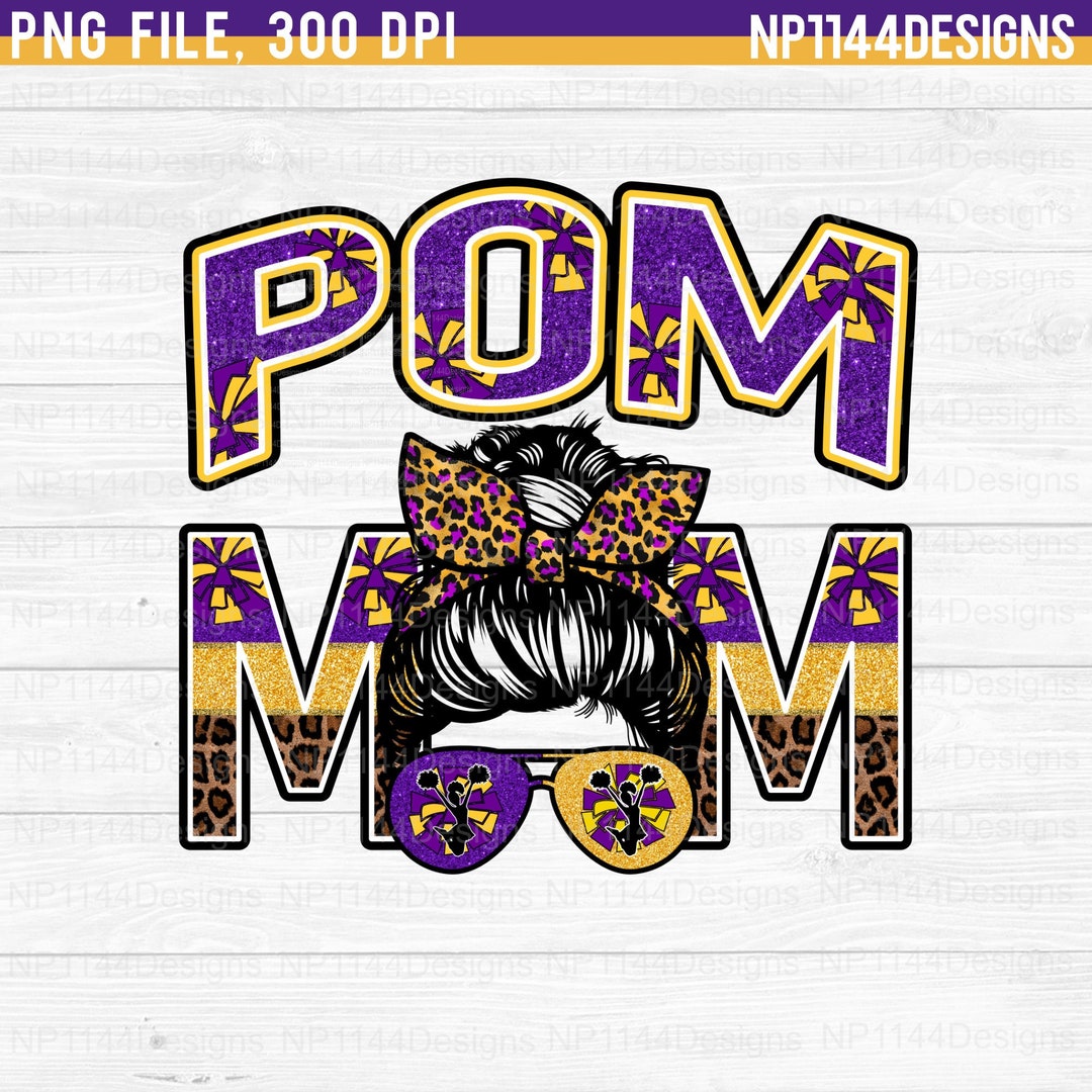 Pom Mom PNG: Purple Gold Leopard Print - Sublimation Design (digital ...