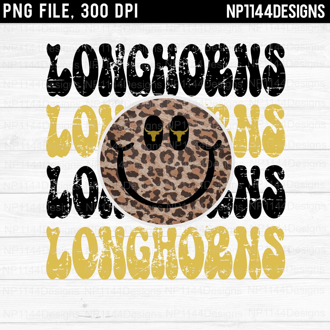 Longhorns School Mascot Stacked PNG, Black and Gold Team Colors, Retro ...