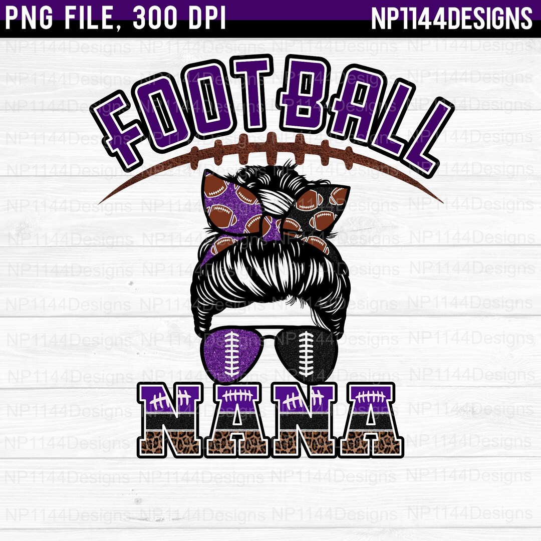 Football Nana PNG, Purple and Black Team Colors, Leopard Print Football ...