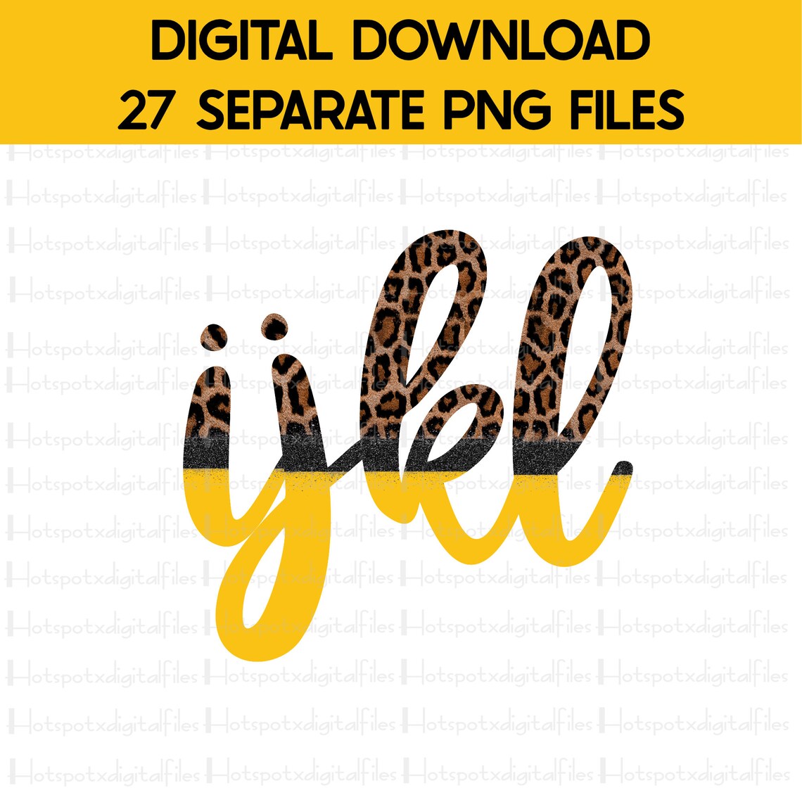 Yellow Black Glitter Leopard Print Alphabet Bundle | Etsy