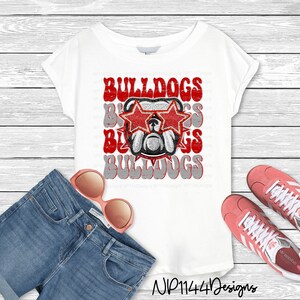 Bulldogs Preppy Mascot PNG, Red Team Spirits, Groovy Sublimation Design ...