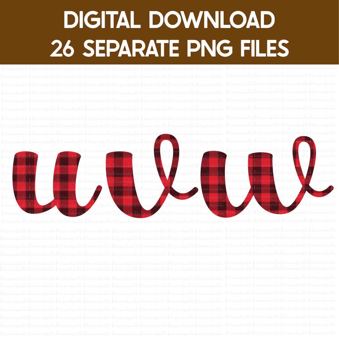 Red Buffalo Plaid Alphabet Bundle Sublimation Handwritten | Etsy