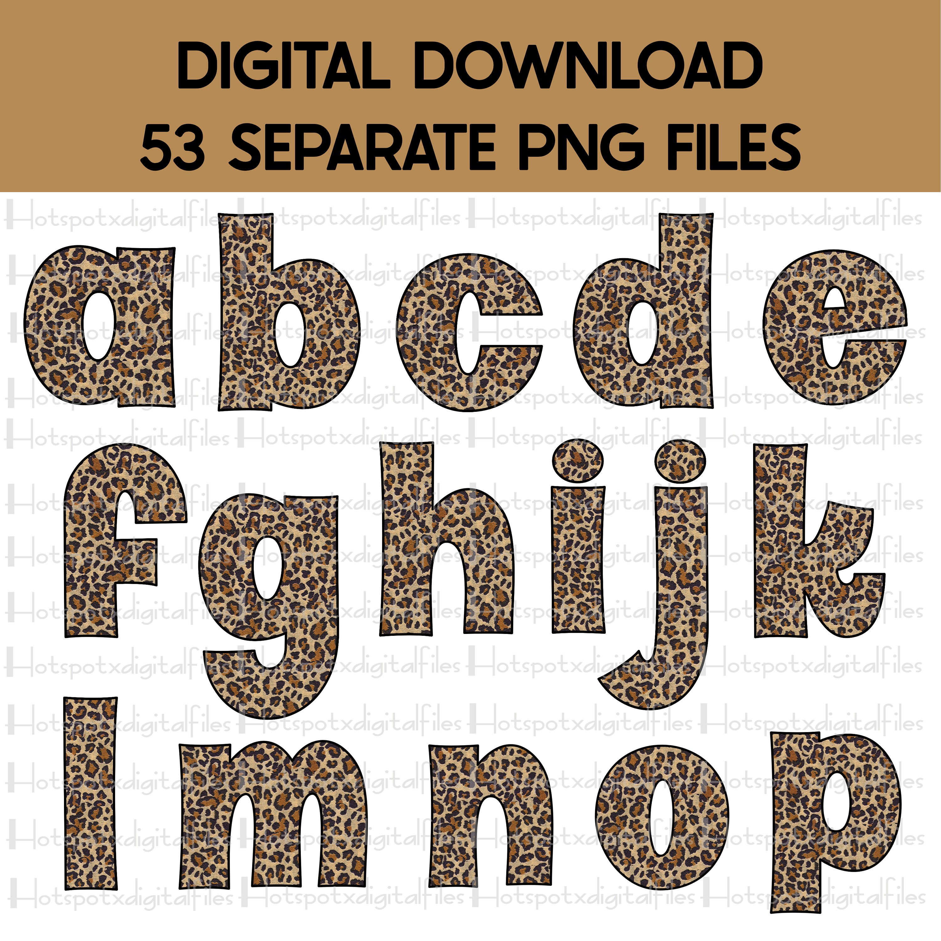 Leopard Letters PNG Capital and Small Letters With and Sign | Etsy