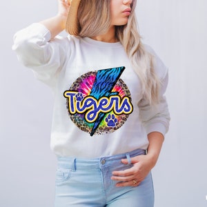 Tigers Tie Dye Lightning Bolt PNG, Blue and Yellow Gold Team Colors ...