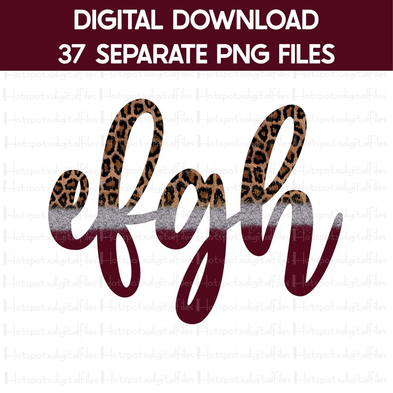 Dark Maroon Leopard Print Alphabet Bundle Sublimation PNG - Etsy