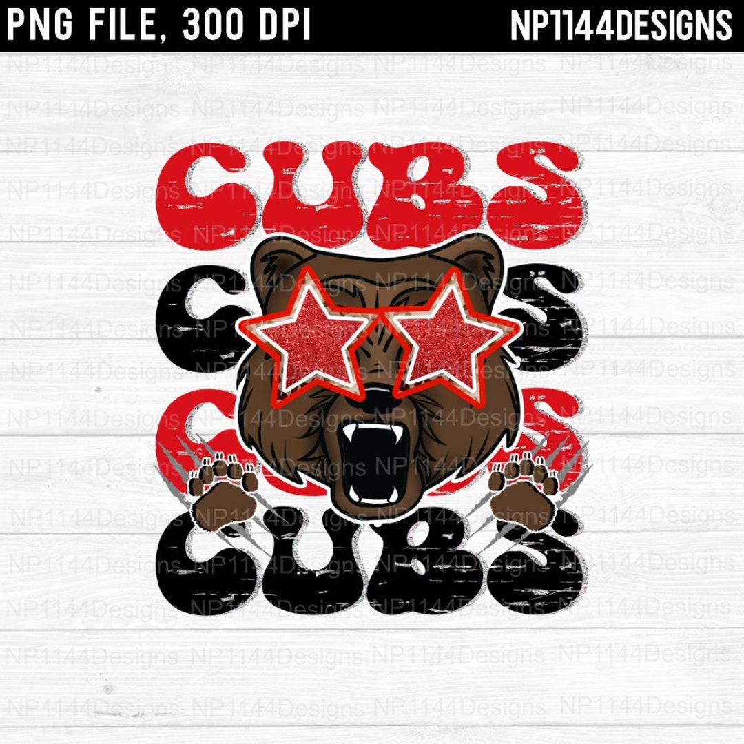 Cubs Preppy Mascot PNG, Red Team Spirits, Retro Sublimation Design ...