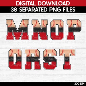 Baseball Alphabet PNG Bundle: Red and Black Varsity Letters (digital ...