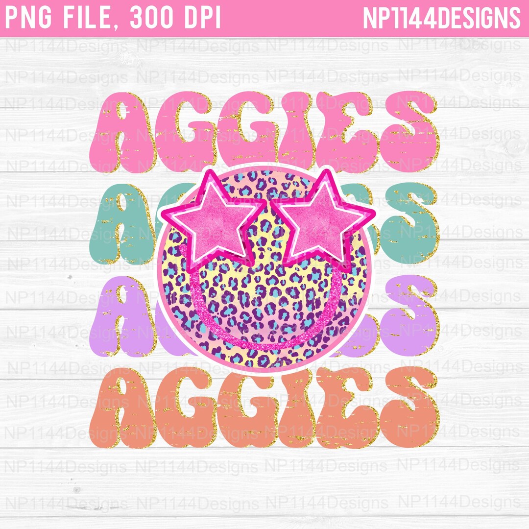 Aggies Preppy Mascot PNG, Pink Mascot Sublimation Design, Preppy Smiley ...