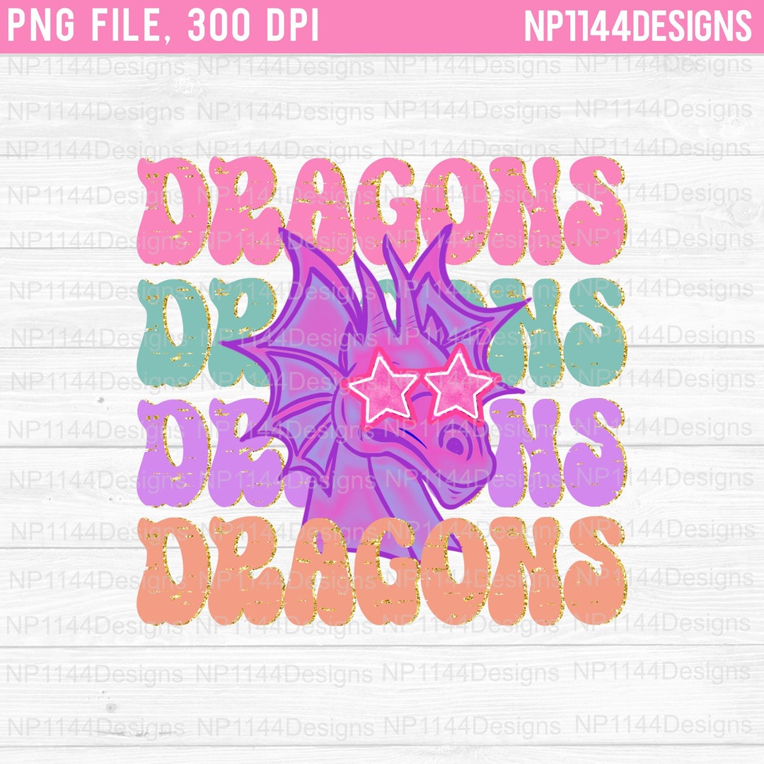 Dragons Preppy Mascot PNG: Pink, School Mascot, Star Eyes Design ...