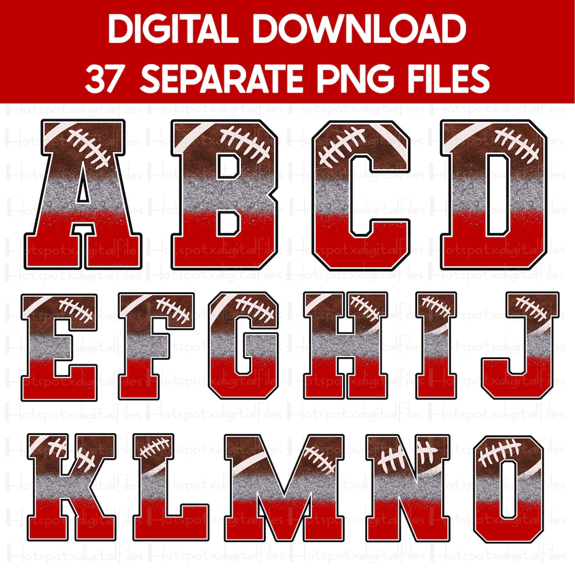 Football Red Alphabet Bundle PNG Football Team Colors - Etsy