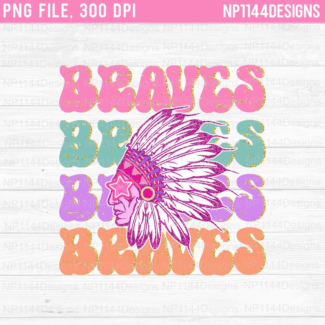 Braves Preppy Mascot PNG, Pink Mascot Sublimation Design, Team Star ...