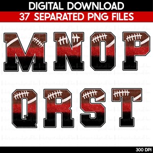 Football Black and Red Glitter Alphabet Bundle PNG, Sublimation Letters ...