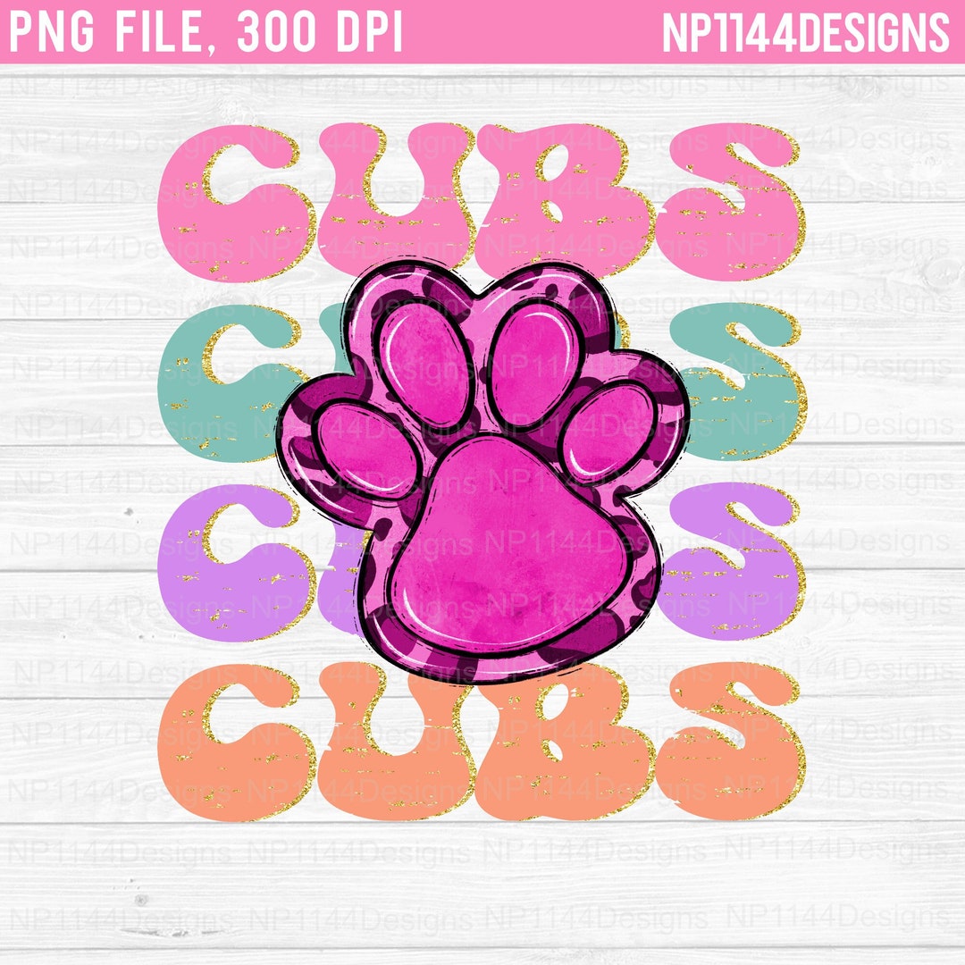 Cubs Preppy Mascot PNG, Pink Mascot Sublimation Design, Groovy, Stacked ...