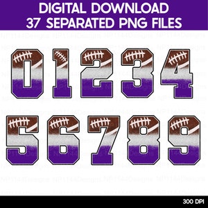Football Purple and White/silver Glitter Alphabet Bundle PNG ...