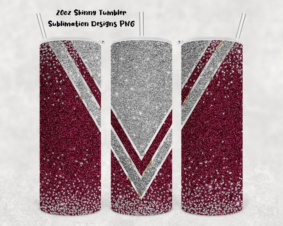 Maroon Silver Glitter 20oz Skinny Tumbler Sublimation, Digital Download ...