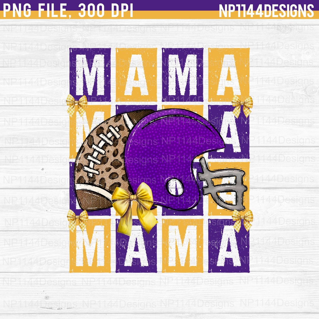 Football Mama PNG, Purple and Gold Team Spirit, Retro, Football Mom ...
