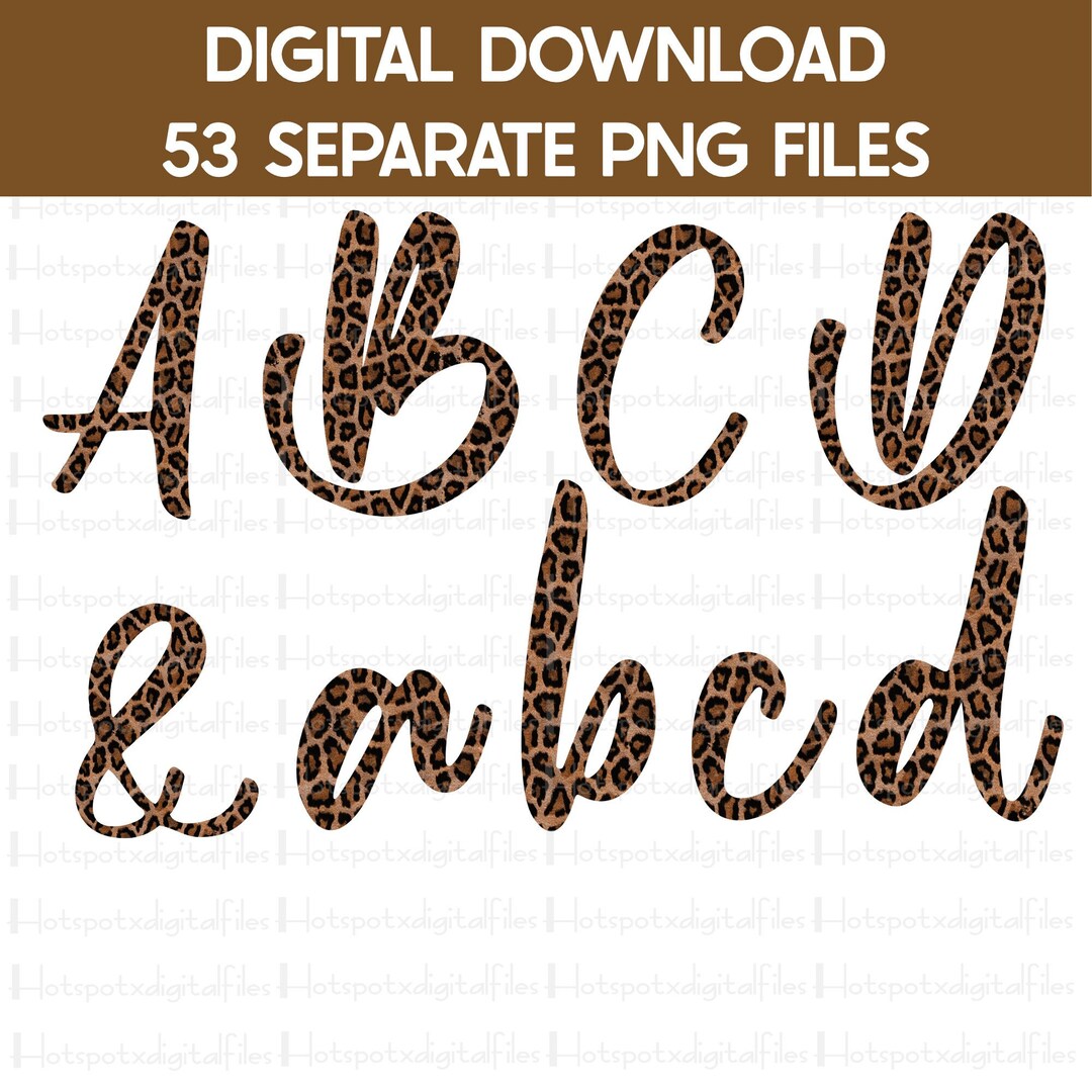 Leopard Print Alphabet Bundle PNG, Capital and Small Letters With ...
