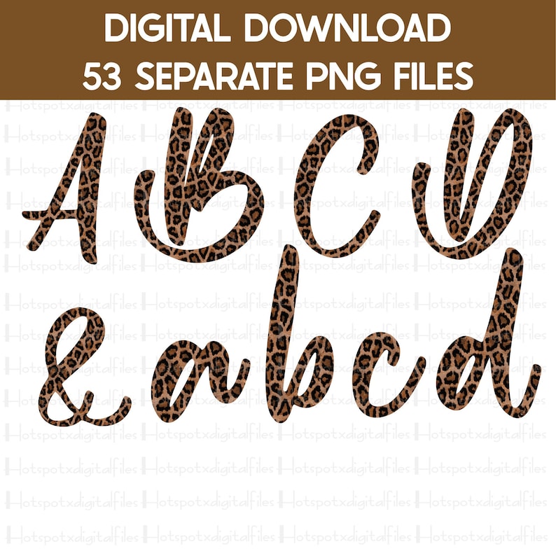 Leopard Print Alphabet Bundle PNG Capital and Small Letters - Etsy