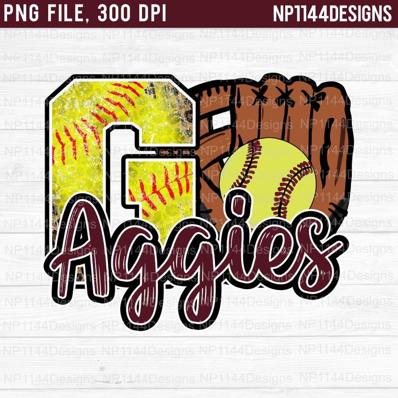 Go Aggies Softball PNG Leopard Softball Sublimation Design - Etsy