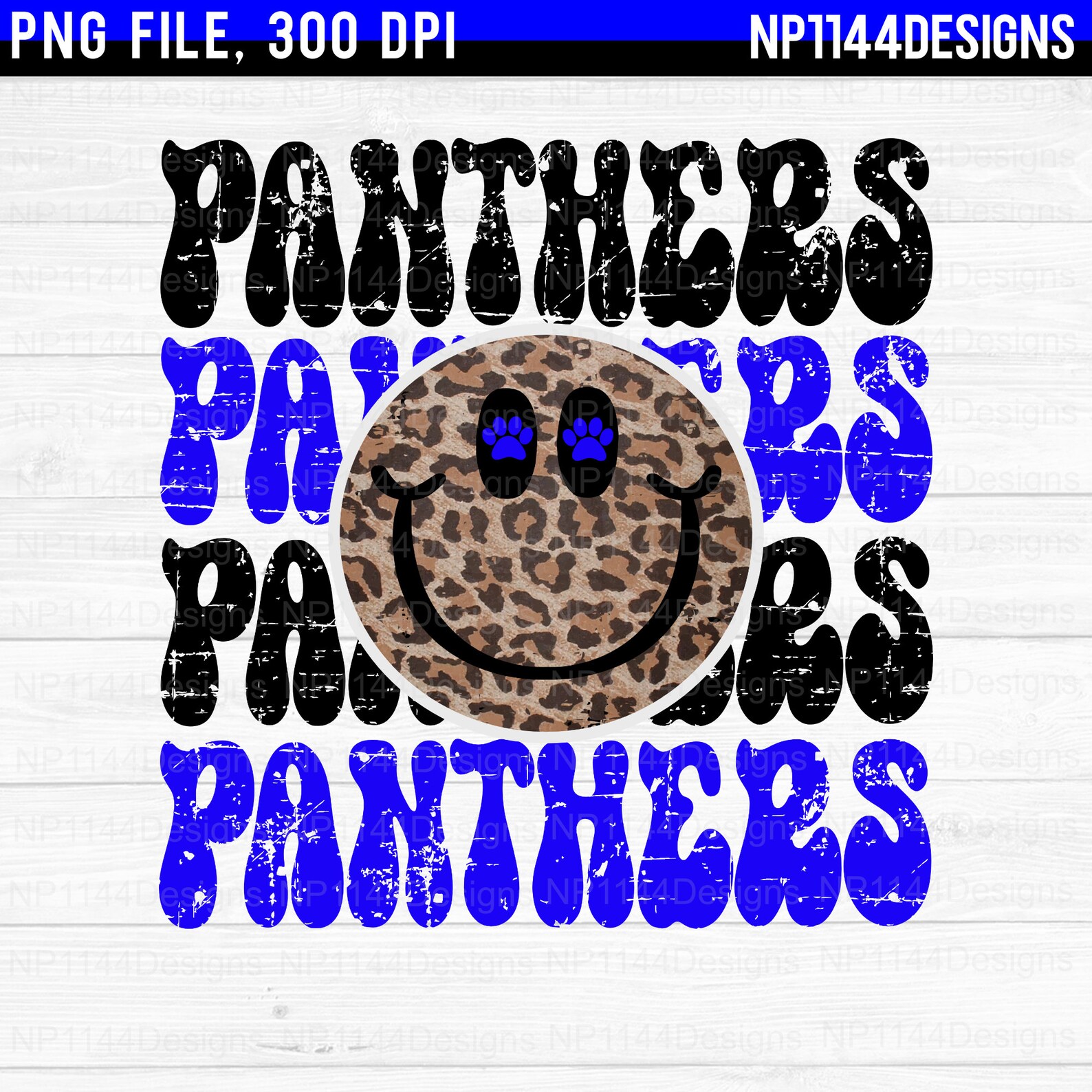Panthers Mascot Stacked PNG Royal Blue Team Colors Retro - Etsy