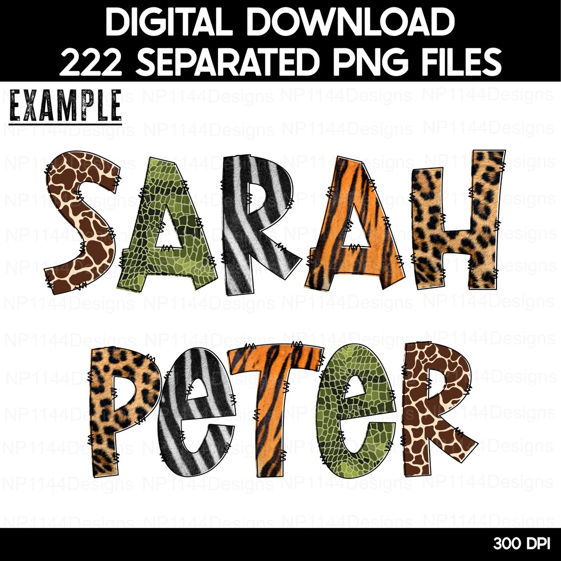 Animal Skins Doodle Letters Set Alphabet Bundle PNG Letters - Etsy