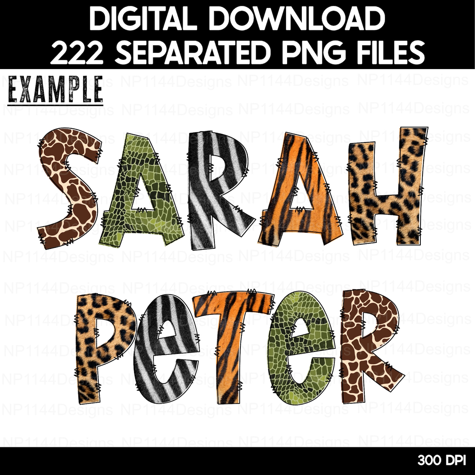 Animal Skins Doodle Letters Set Alphabet Bundle PNG Letters - Etsy