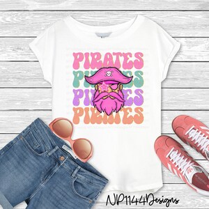Pirates Preppy Mascot PNG: Pink School Mascot, Retro Sublimation Design ...