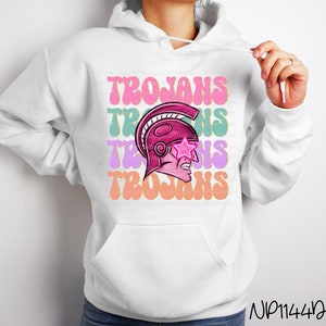 Trojans Preppy Mascot PNG, Pink Mascot, Groovy Sublimation Design ...