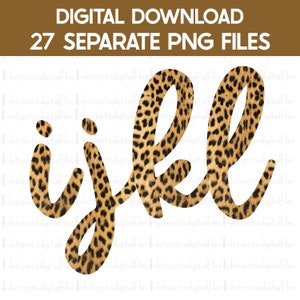 Cheetah Alphabet Bundle PNG, Sublimation Designs, Sublimation Letters A ...