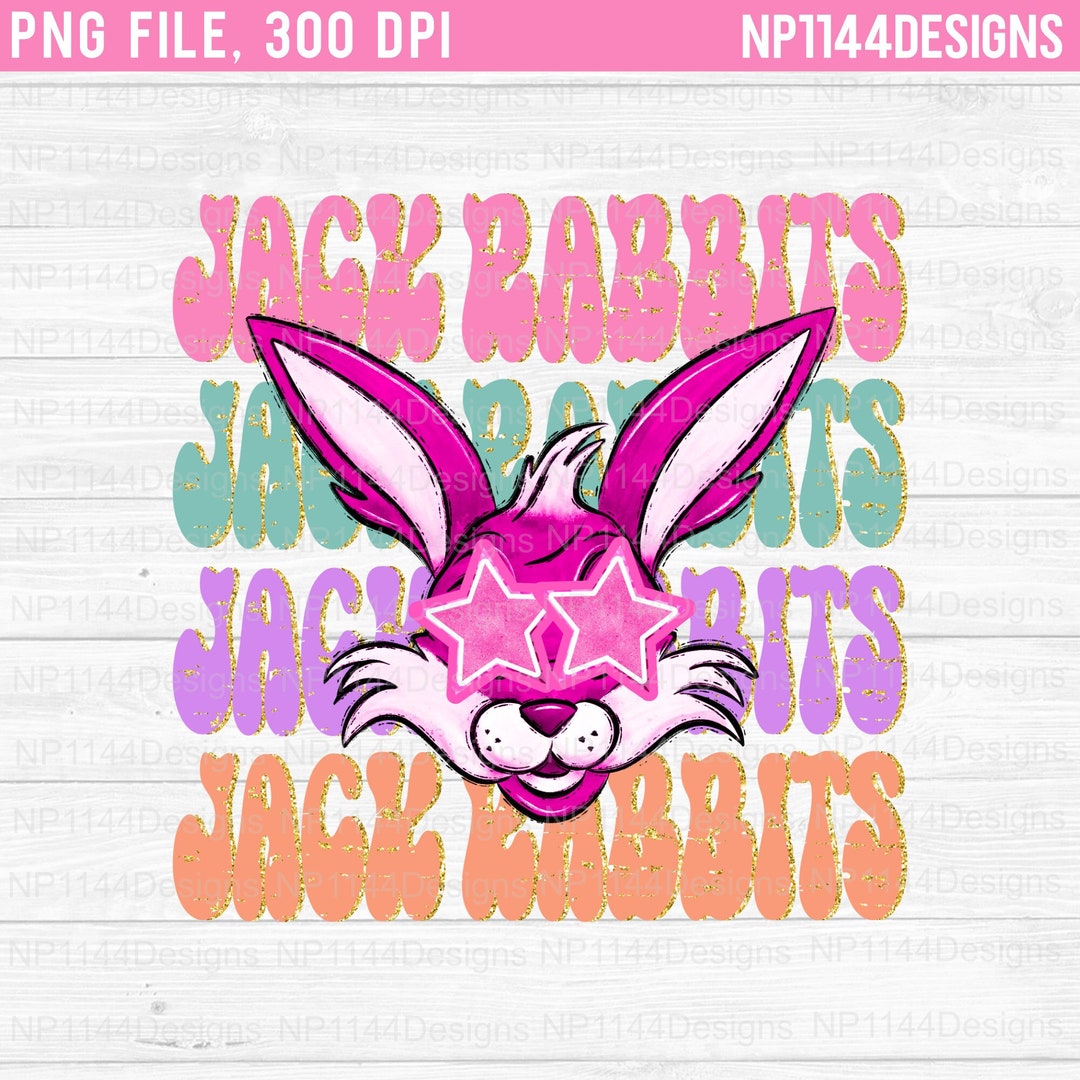 Jack Rabbits Preppy Mascot PNG, Pink Mascot Sublimation Design, Team ...