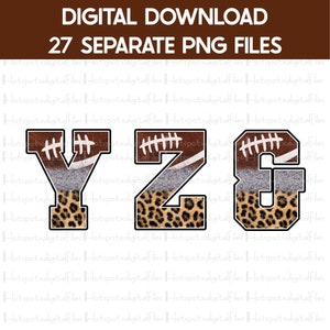 Football Leopard Print Alphabet Bundle PNG, Sublimation Letters ...