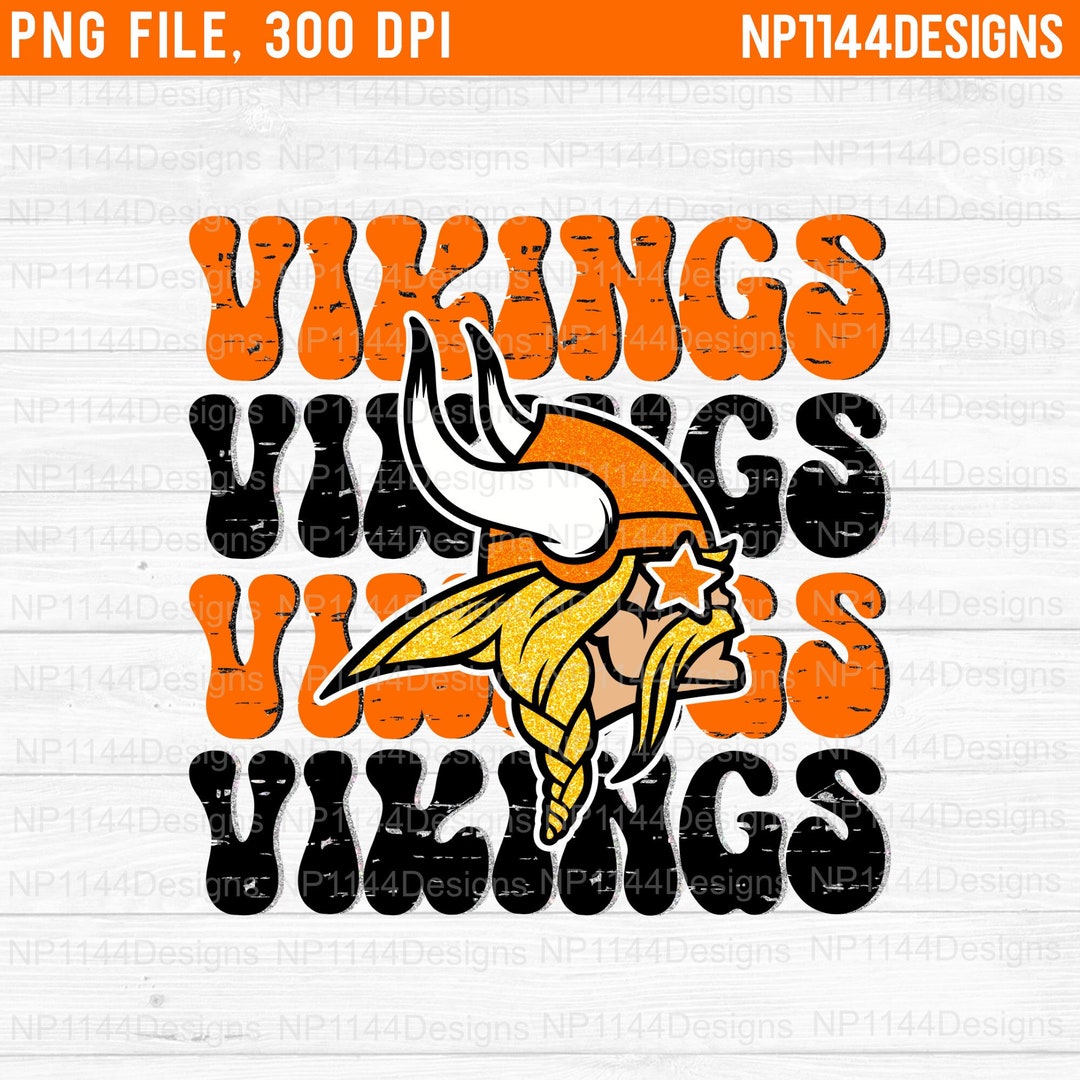 Vikings Preppy Mascot PNG Orange Team Spirits Retro - Etsy