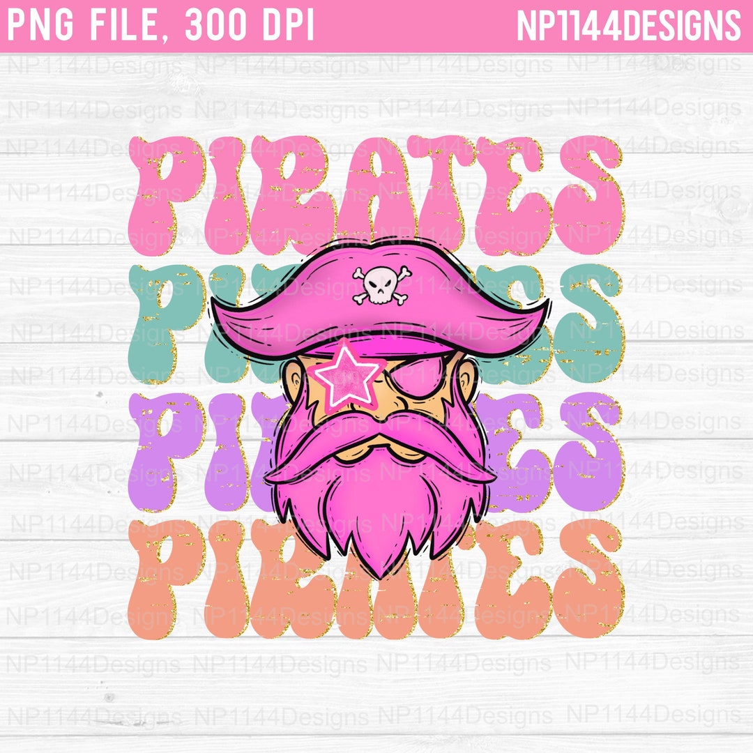 Pirates Preppy Mascot PNG: Pink School Mascot, Retro Sublimation Design ...