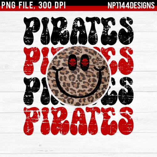 Pirates School Mascot PNG Black and Red Team Colors Retro - Etsy