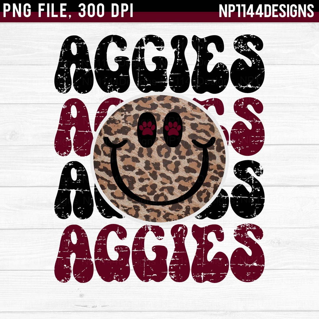 Aggies School Mascot Stacked PNG Maroon and Black Team - Etsy
