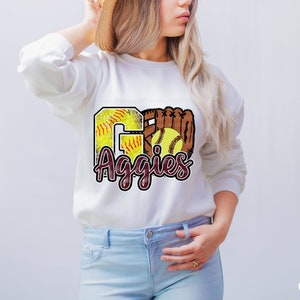 Go Aggies Softball PNG, Leopard Softball Sublimation Design, Softball ...