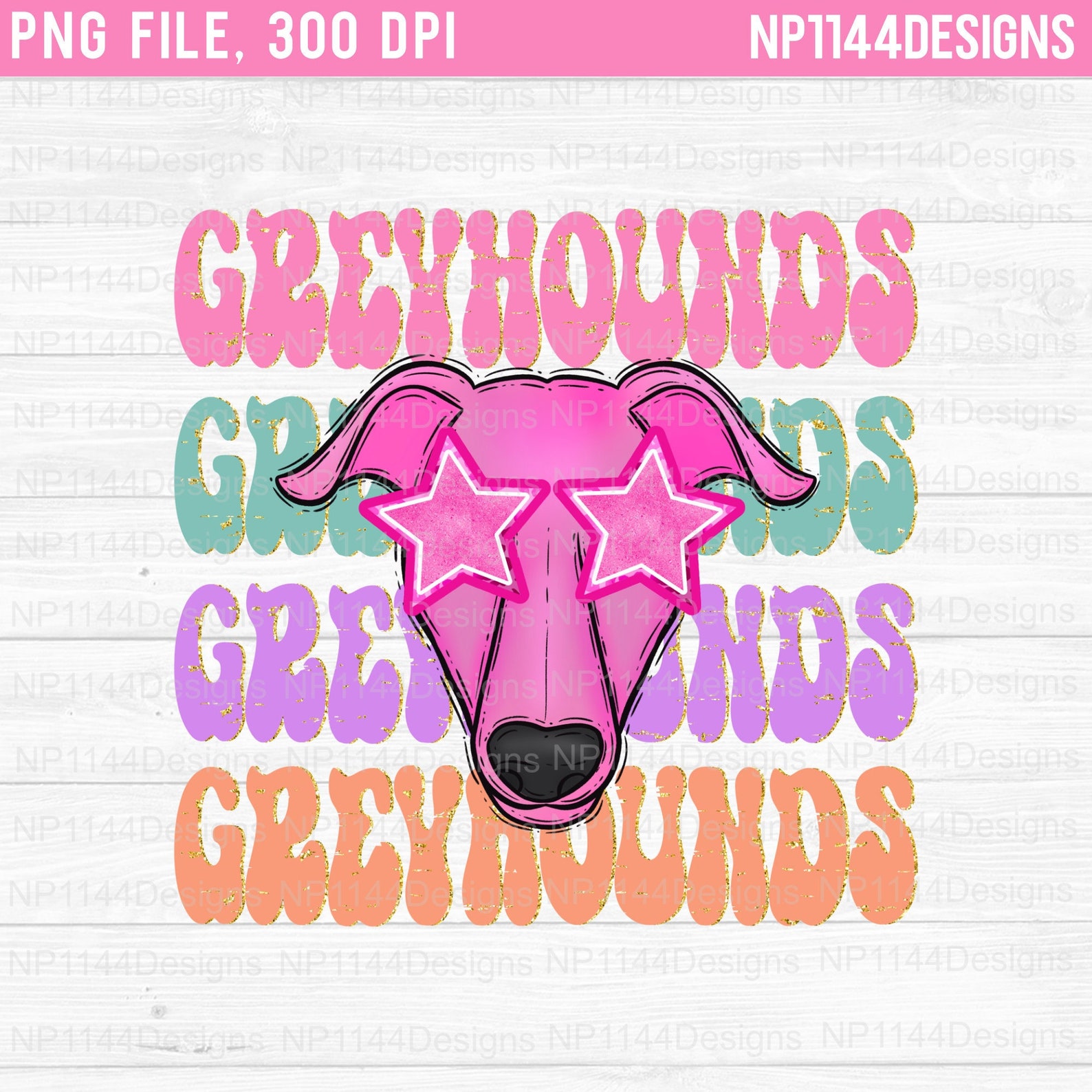 Greyhounds Preppy Mascot PNG, Pink Mascot Sublimation Design, Pastel ...