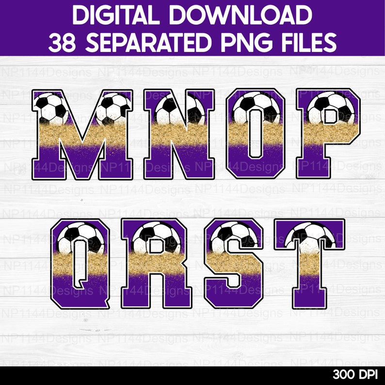 Soccer Alphabet Bundle PNG Purple and Gold Team Colors - Etsy