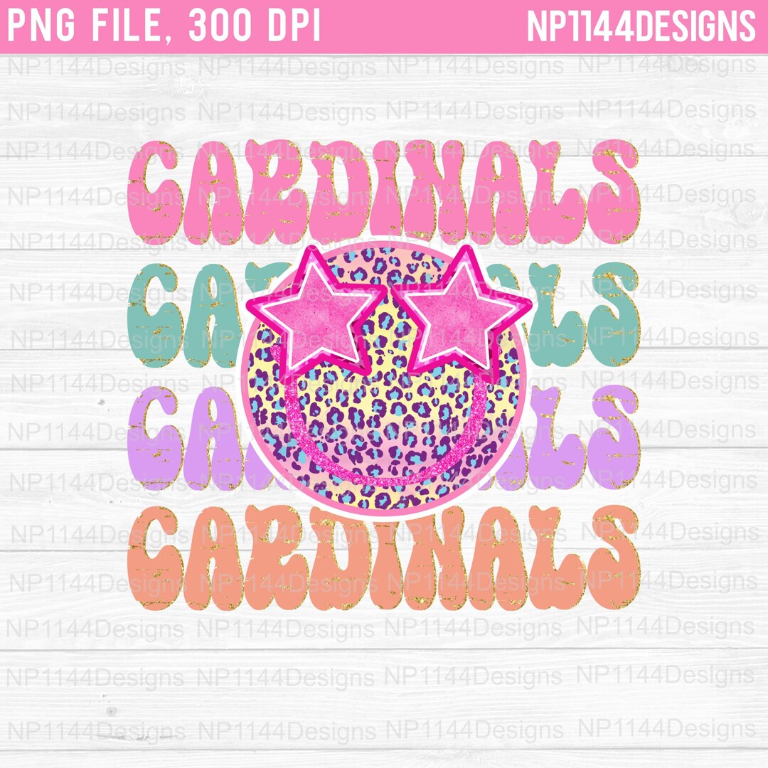 Cardinals Preppy Mascot PNG, Preppy Smiley, Groovy Sublimation Design ...