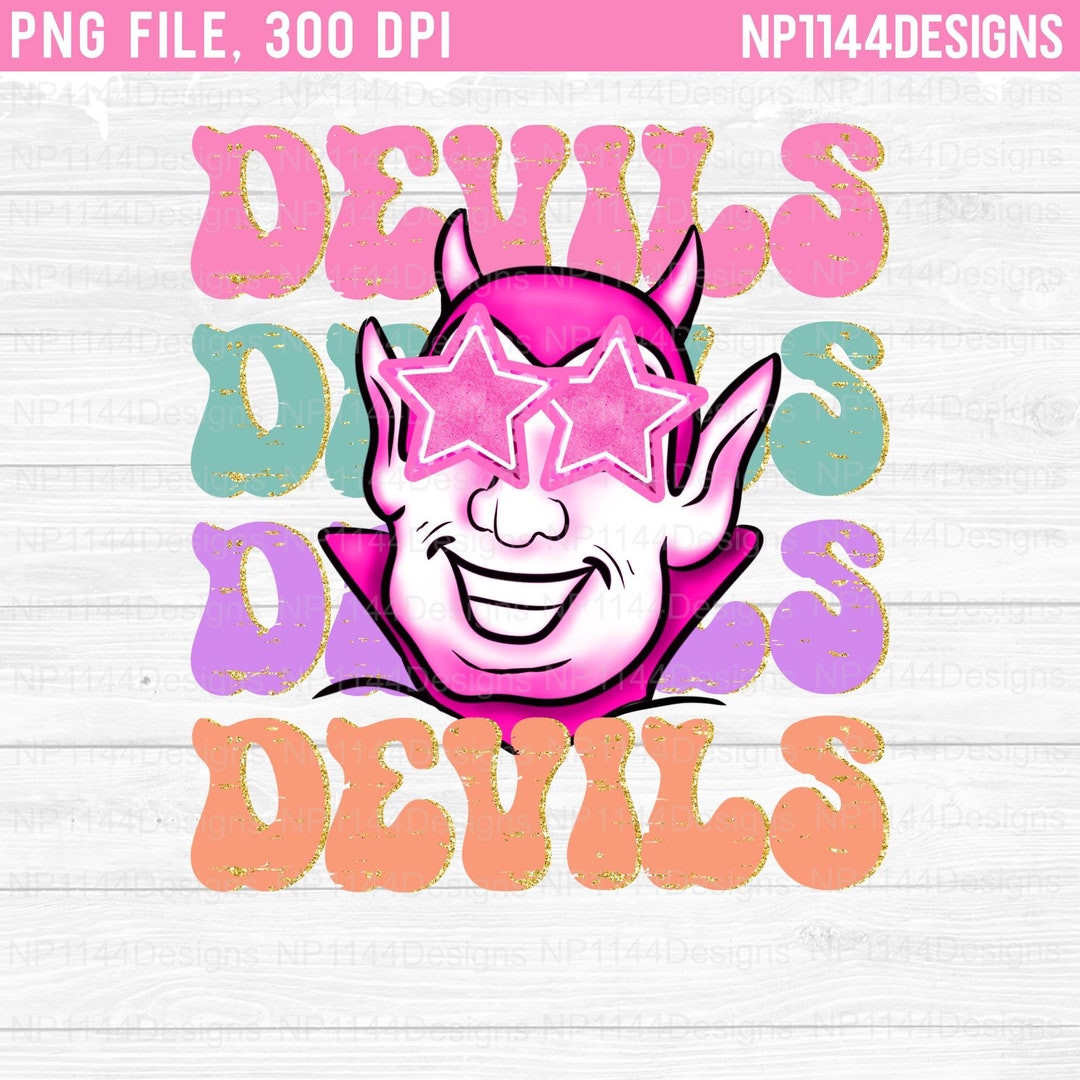 Pink Devils Preppy Mascot PNG: Groovy Star Eyes, School Mascot ...