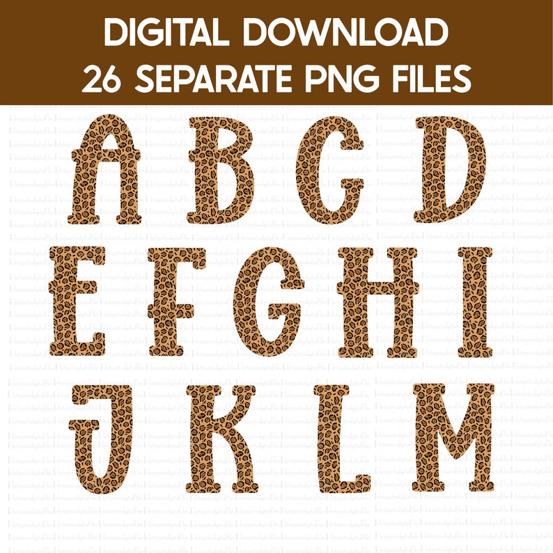 Leopard Print Alphabet Bundle Alphabet Capital Letters A-Z - Etsy