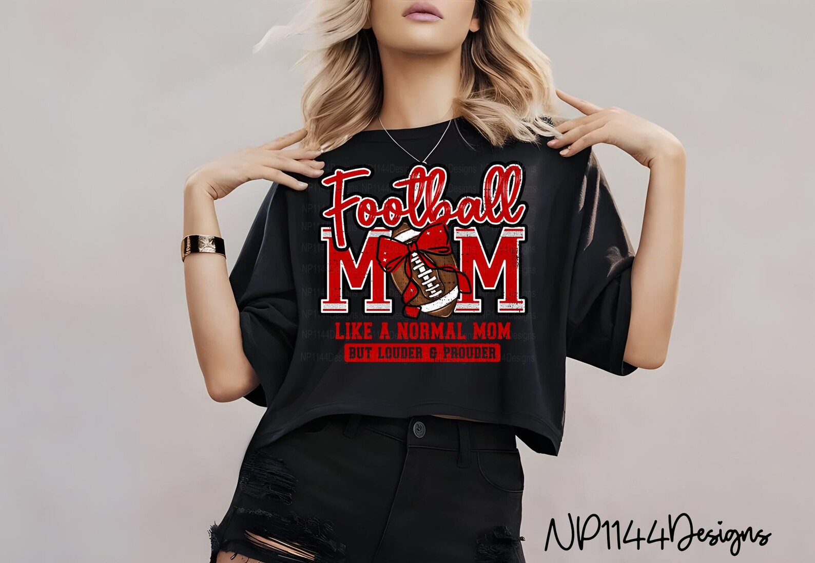 Football Mom PNG: Red Team Spirit, Distressed, Sublimation Design ...