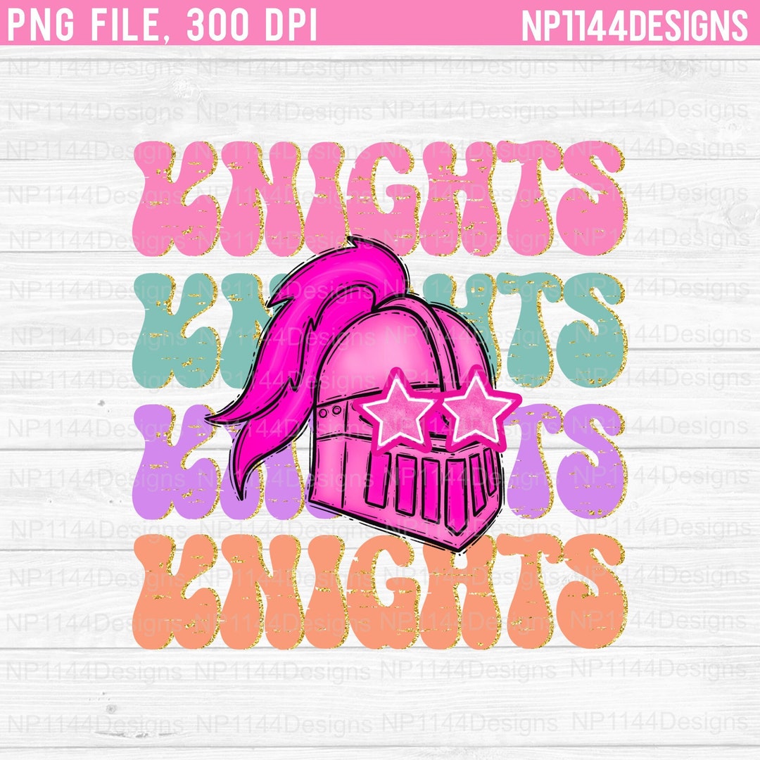 Knights Preppy Mascot PNG: Pink School Mascot, Sublimation Design ...