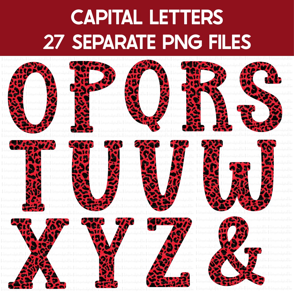 Red Leopard Print Alphabet Bundle Sublimation PNG Designs - Etsy