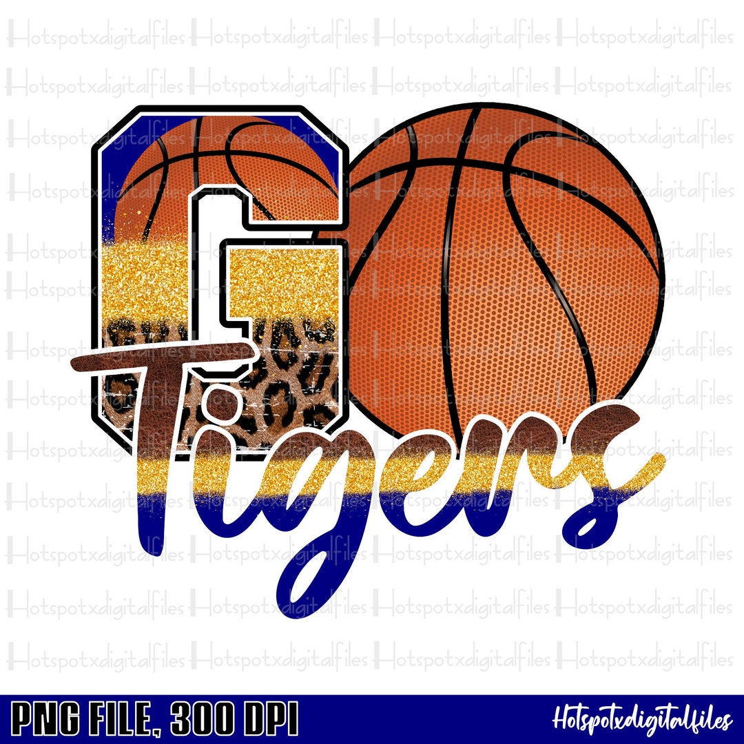 Go Tigers Leopard Basketball PNG, Royal Blue and Yellow Gold Basketball ...
